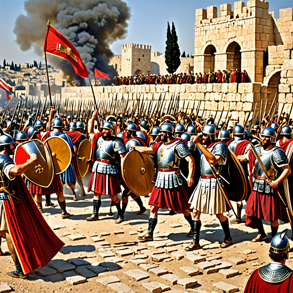 Roman Emperor Titus seizing Jerusalem battle war in Judea