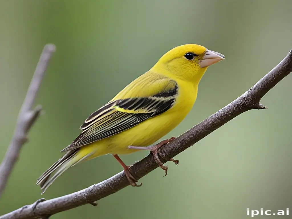 A Vibrant Yellow Bird Perched Gracefully on a Branch in Nature.