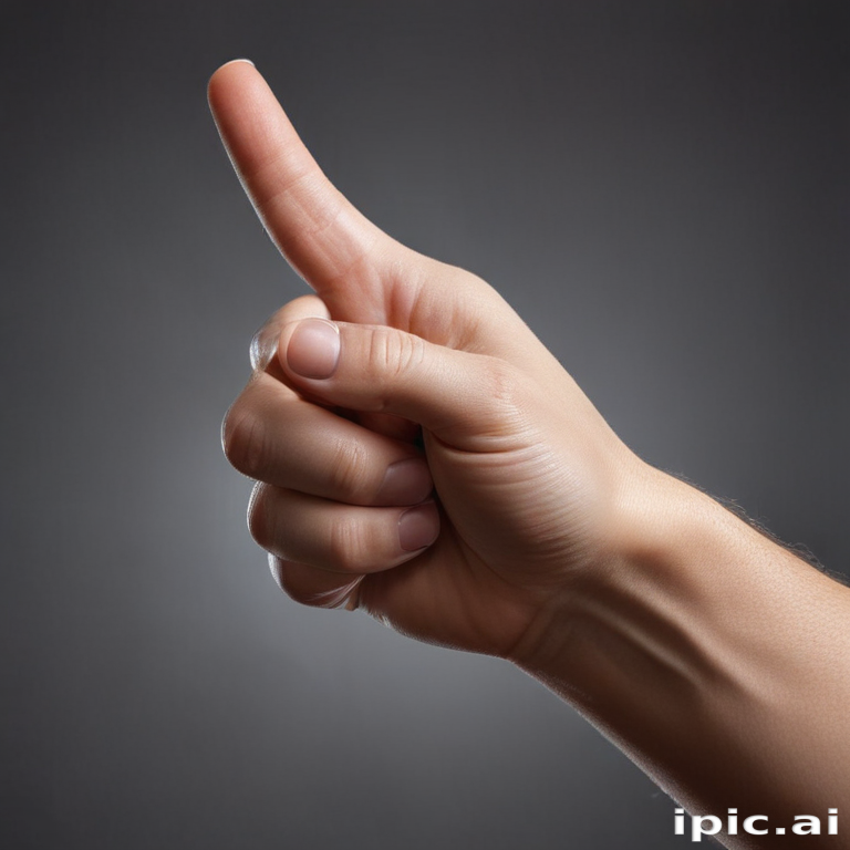 Hand Making a Gesture with One Finger Pointing Upwards Toward the Sky