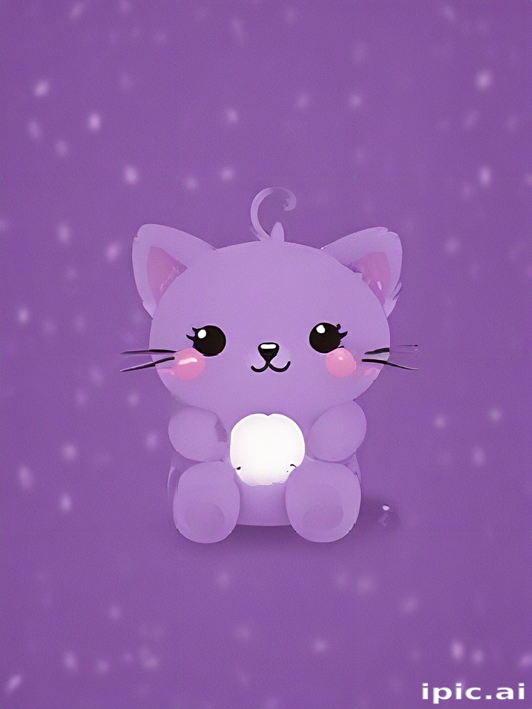 Adorable Purple Cat Toy with Cute Features Against a Soft Purple Background