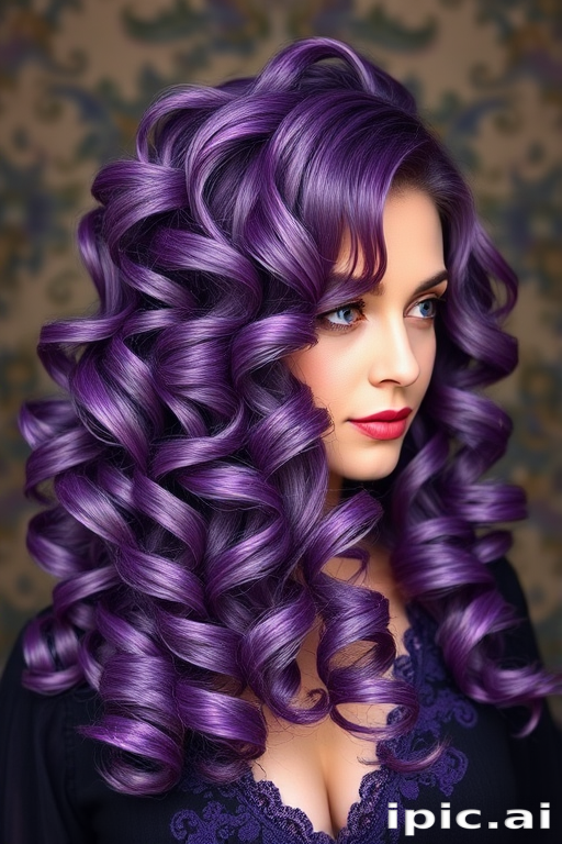 Stunning Purple Curls: A Portrait of Glamorous and Vibrant Hair Fashion