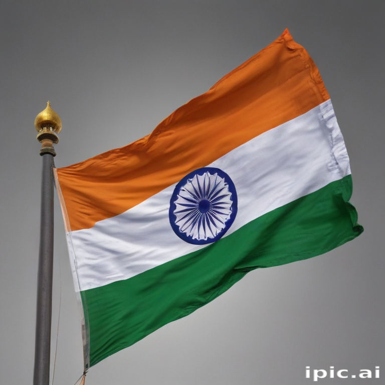 Waving Indian National Flag Symbolizing Unity and Diversity of India