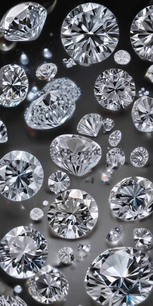 A Dazzling Array of Sparkling Diamonds on a Reflective Surface Background