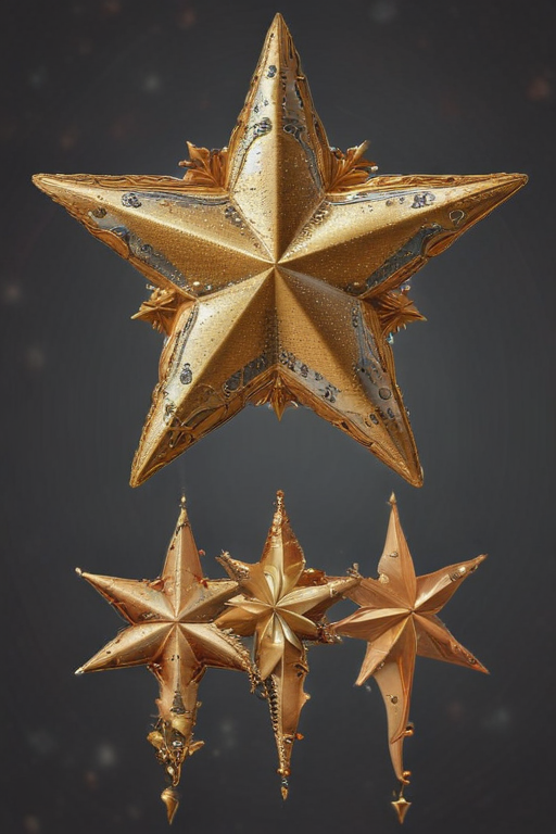 Beautifully Crafted Golden Stars Displaying Intricate Designs and ...