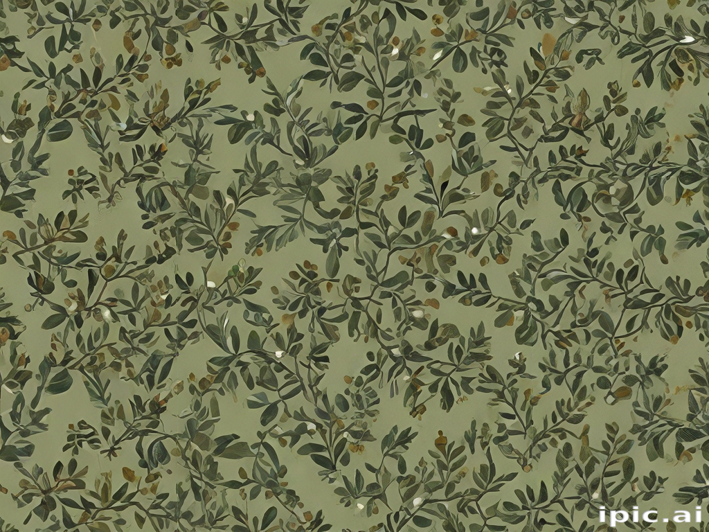 Delicate Green Floral Pattern Featuring Lush Leaves and Subtle Blooms