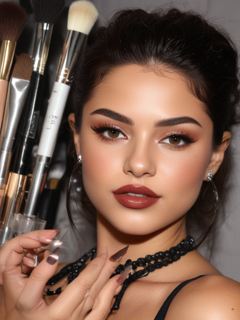 Stunning Portrait of a Glamorous Woman with Flawless Makeup and Style