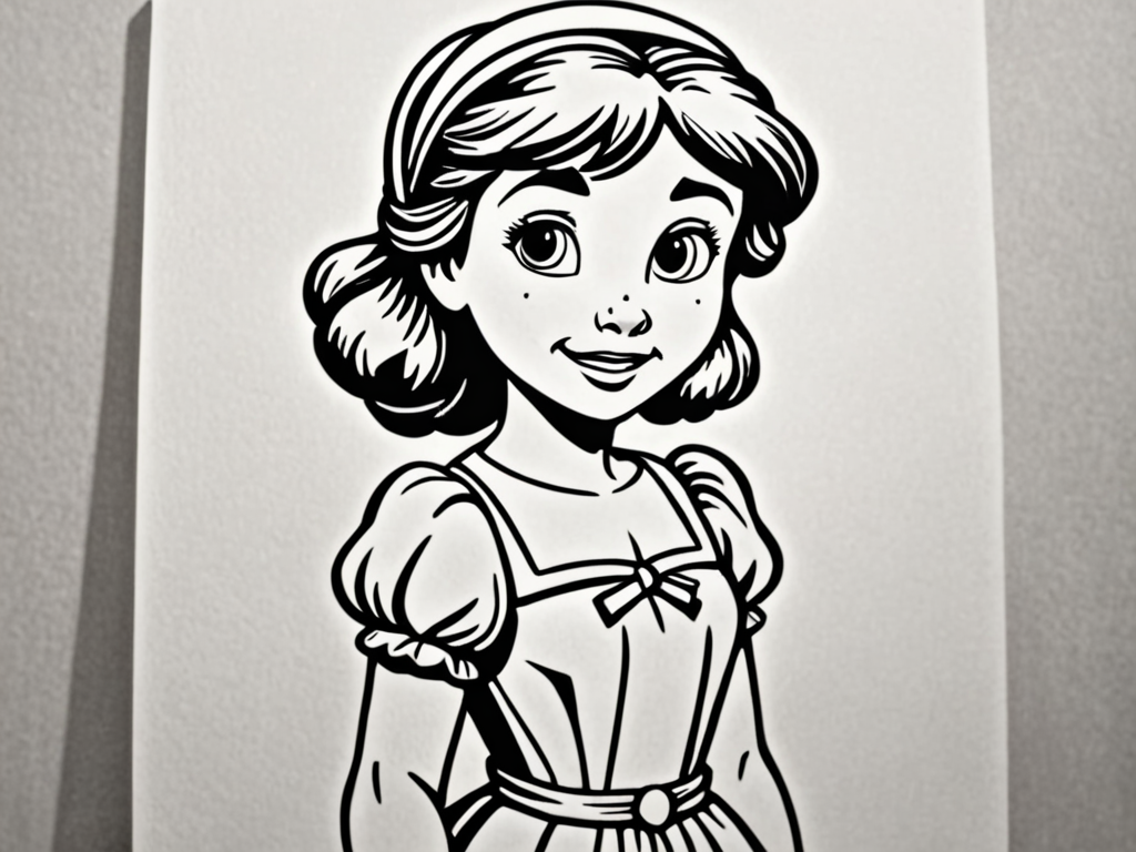 Wendy Darling fron cartoon Peter Pan line art