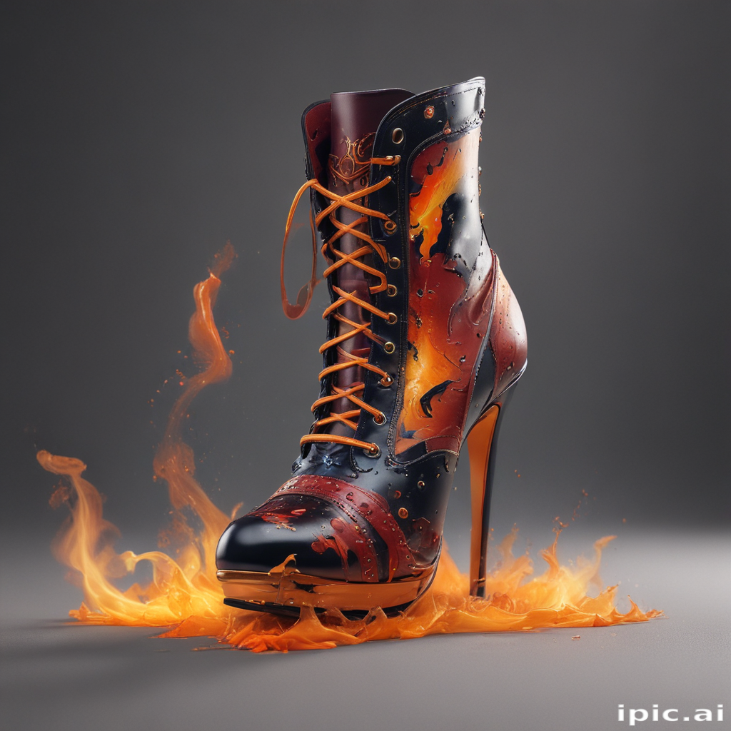 Fiery High-Heeled Boot: A Bold Statement of Fashion and Artistry