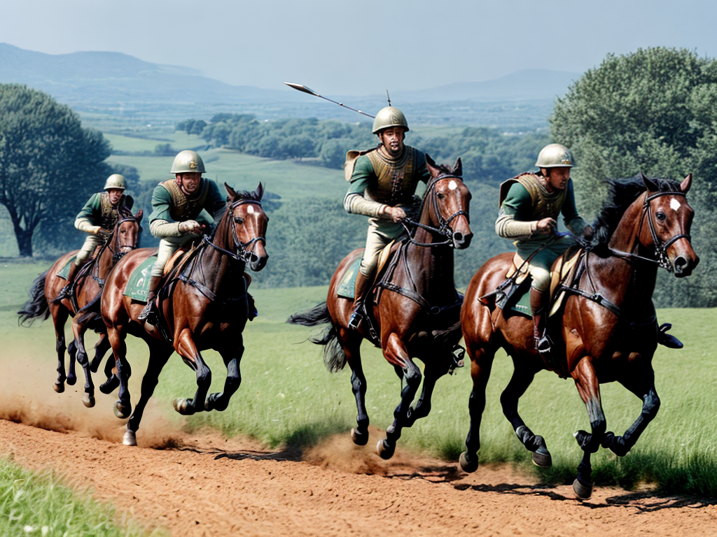 realistic image of Gallic soldiers chasing soldiers from ancient Rome