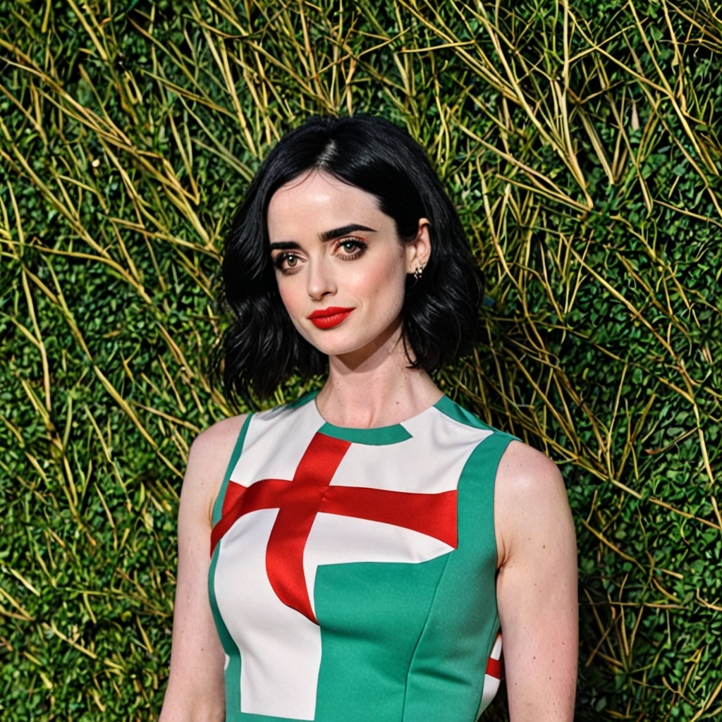 Krysten Ritter on a saint andrew's cross