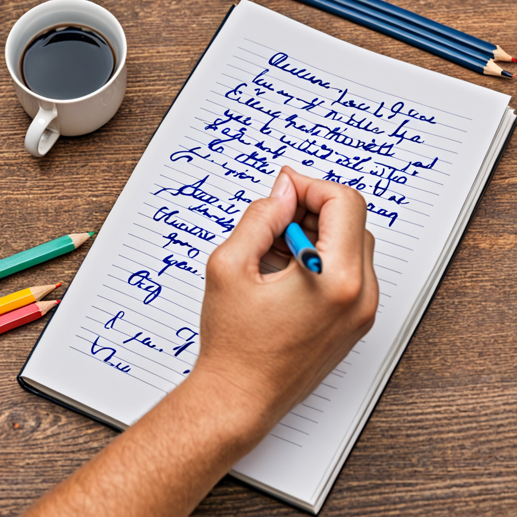 genarate hand with pencill writing createve and colourfull books and ...