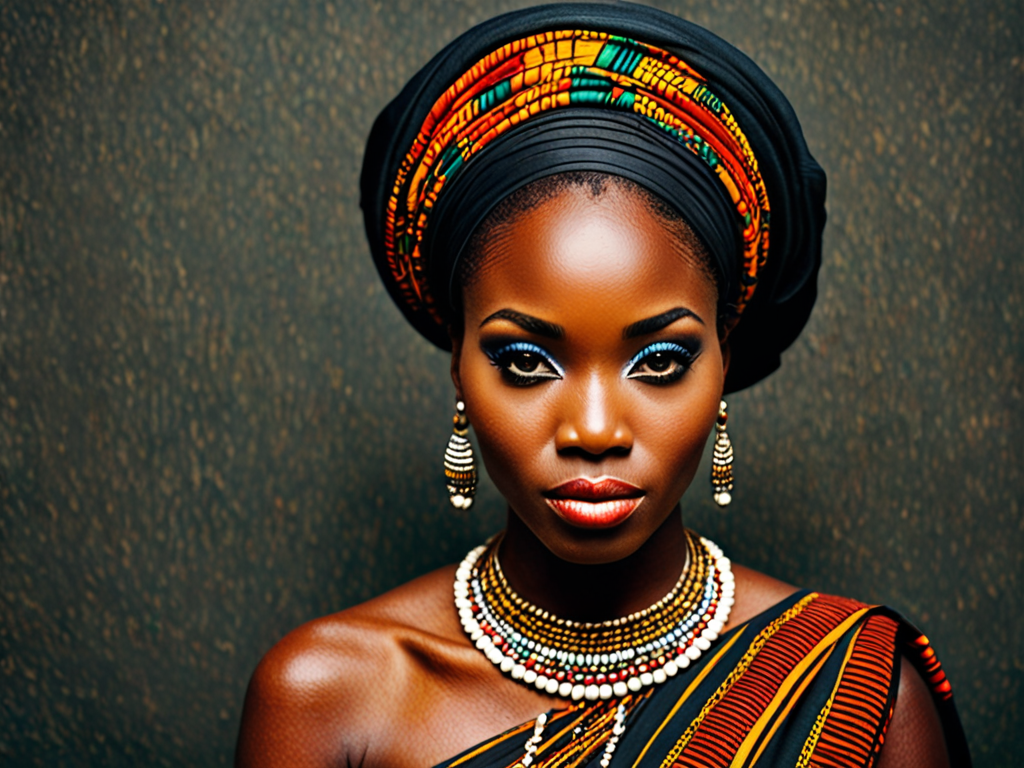 african women with a dark background.