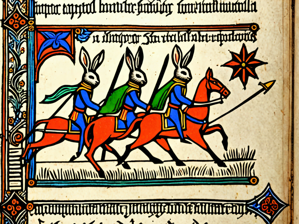sacra marginalia medeival rabbits chase a knight