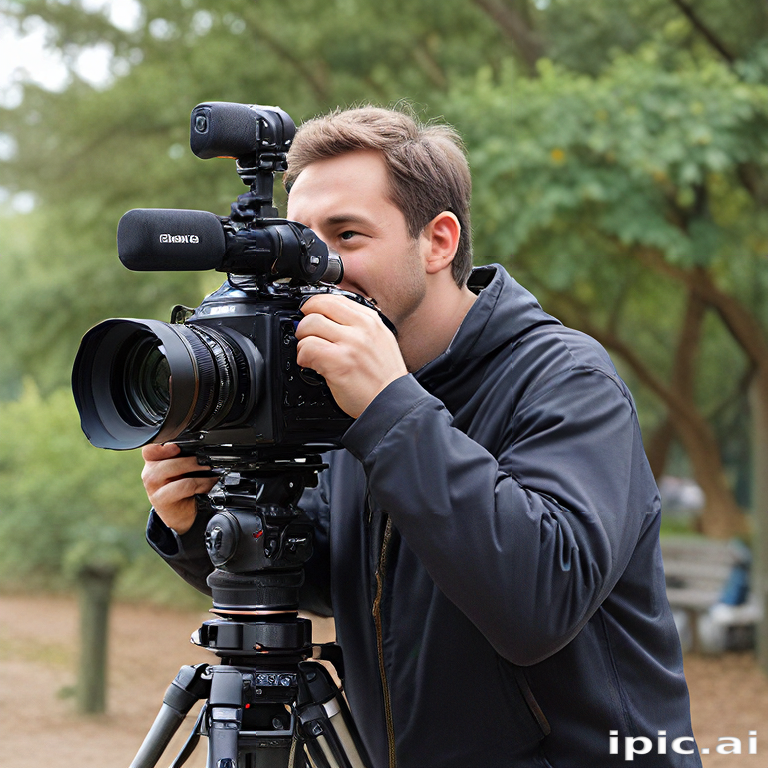 Photographer Capturing Nature's Beauty with Professional Camera ...