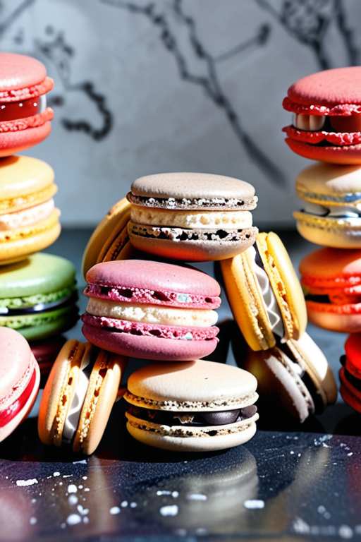 A Colorful Display of Delicious Macarons Stacked Artistically on a Table.