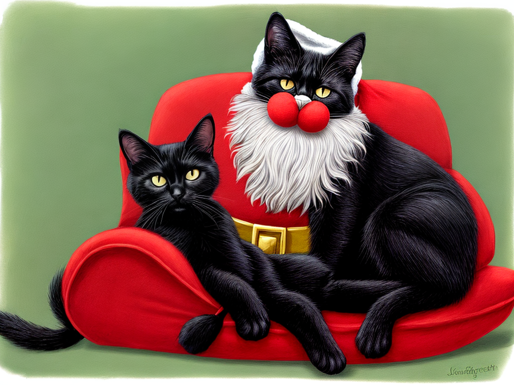 Black cat as Santa claus