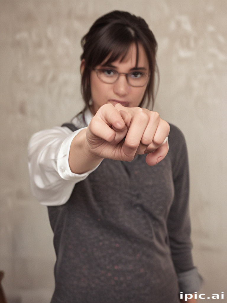 Empowered Woman Displaying Confidence with a Strong Fist Gesture