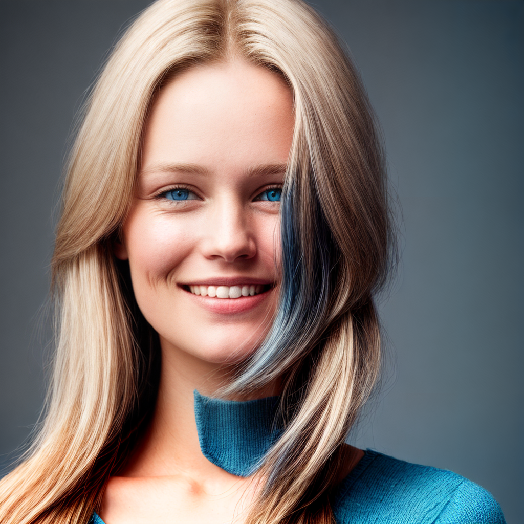 shy smiling Scandinavian female with blonde hair blue eyes full face ...
