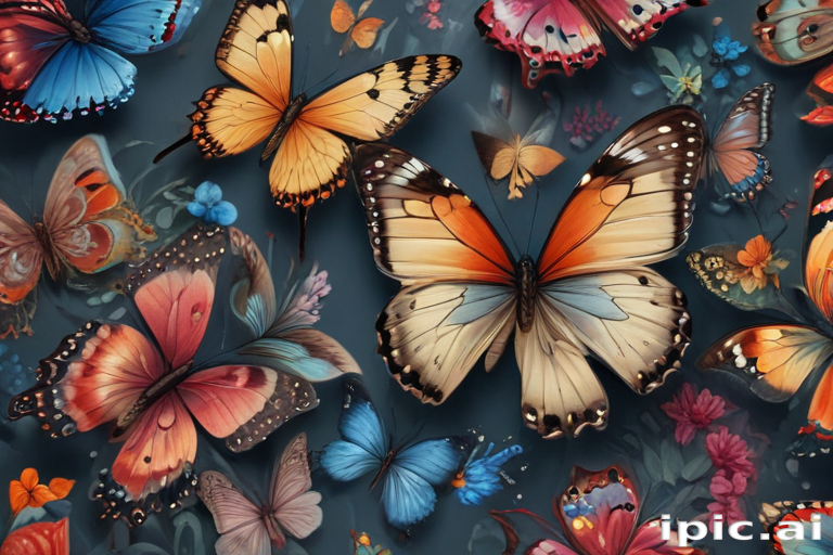 A Colorful Array of Butterflies Amidst Vibrant Flowers in Nature's ...