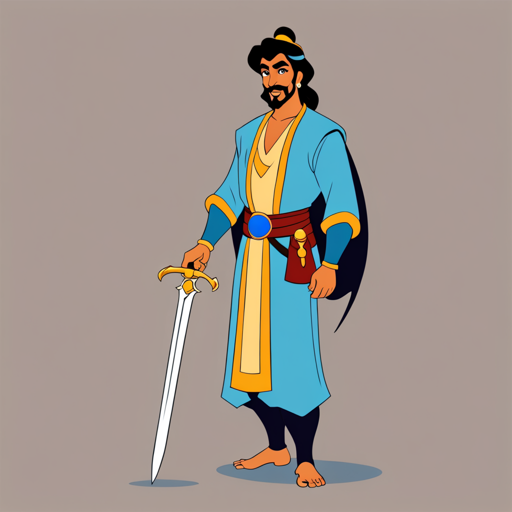 The guard of the Sultan of Agrabah from the cartoon Aladdin walks with ...