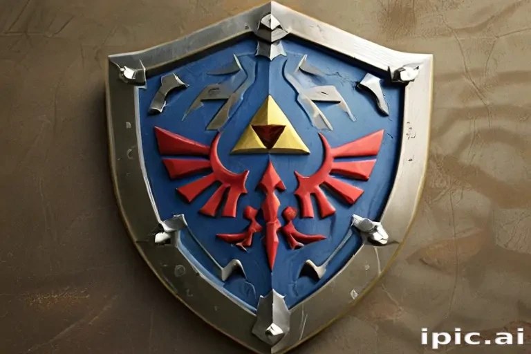 Iconic Shield of Hyrule Featuring the Triforce and Majestic Design Elements