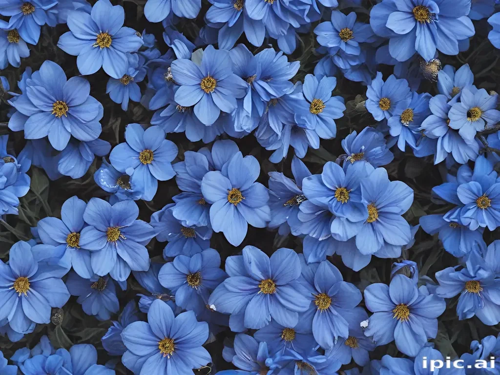 A Beautiful Display of Vibrant Blue Flowers in Full Bloom.