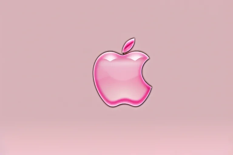 Stylized Pink Apple Logo Set Against a Soft Pink Background Design