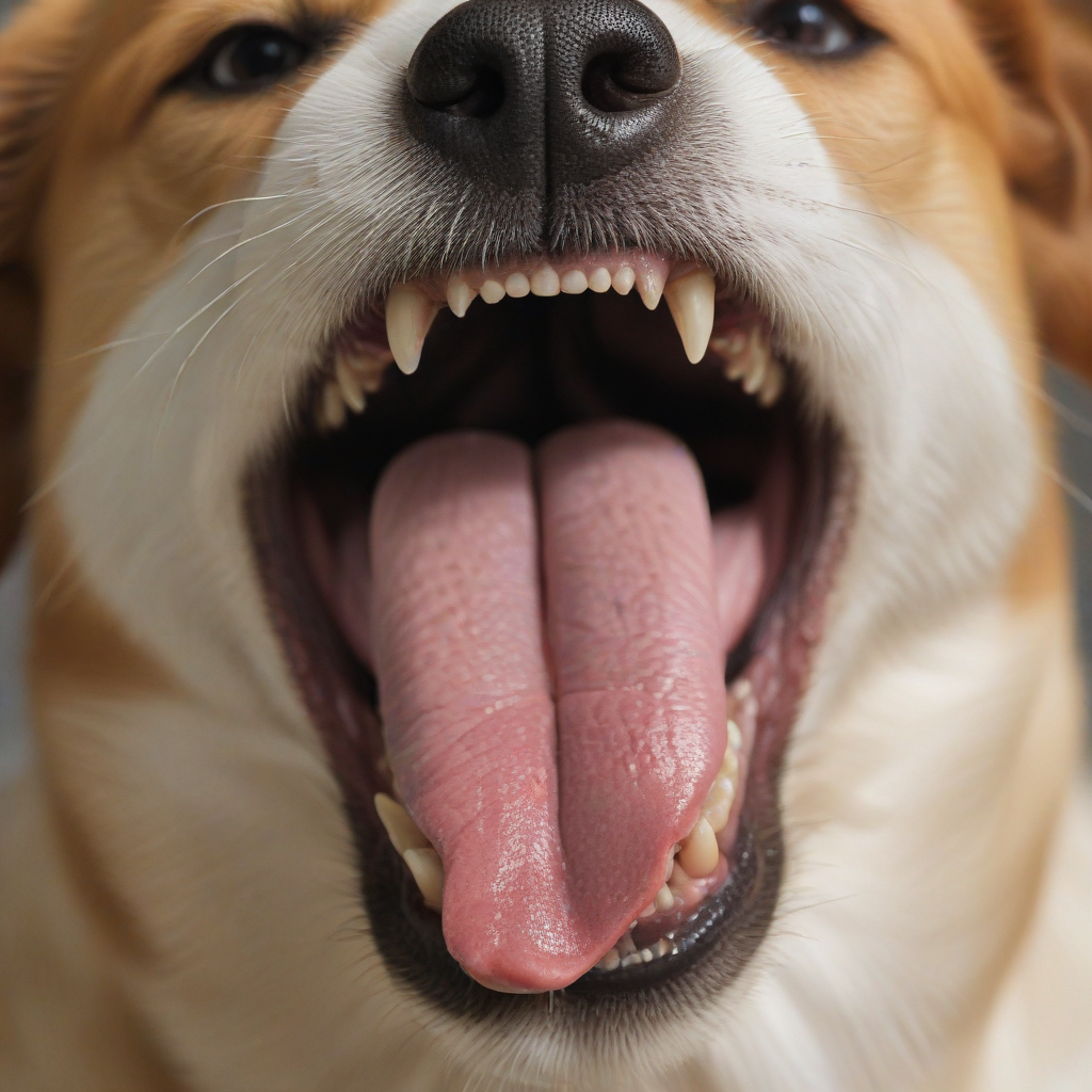 close up of inside view of a dog's gaping maw, drool dripping down