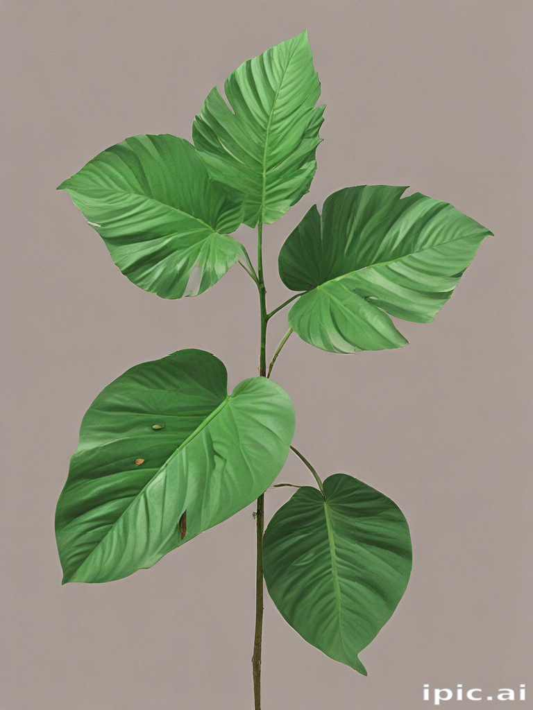 Vibrant Green Tropical Plant with Lush Leaves Against a Neutral Background