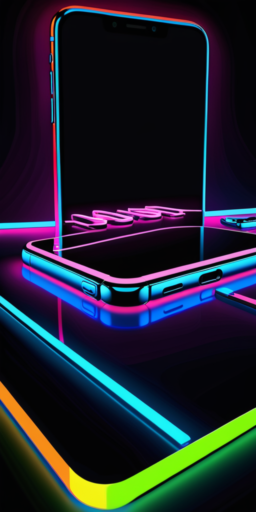 Vibrant Neon Smartphone Design with Illuminated Edges and Reflective ...