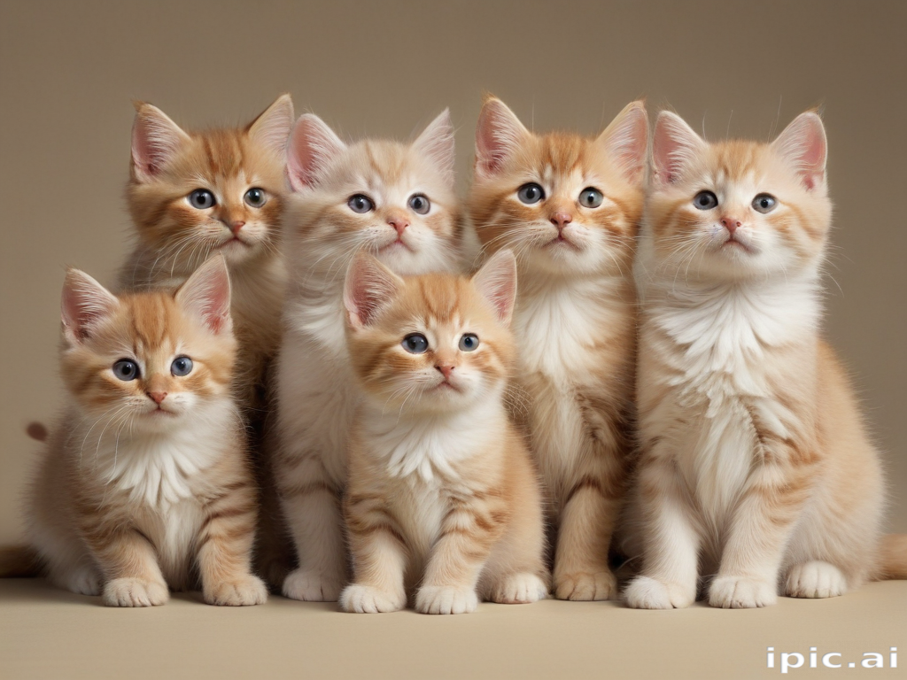 A Charming Group of Six Playful Kittens Posing Together in Harmony.
