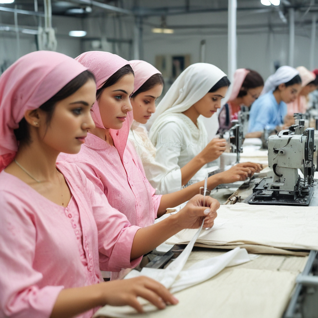 PAKISTANI TEXTILE INDUSTRY MANY WOMEN SEWING CLOTHS WITH TWO MAN ...