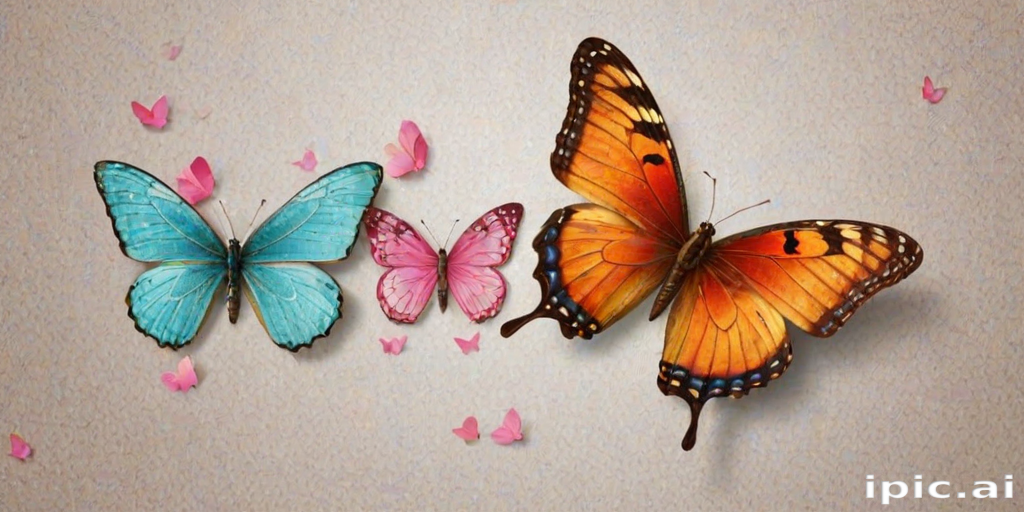 Colorful Butterflies Gracefully Fluttering Among Delicate Pink Flower ...