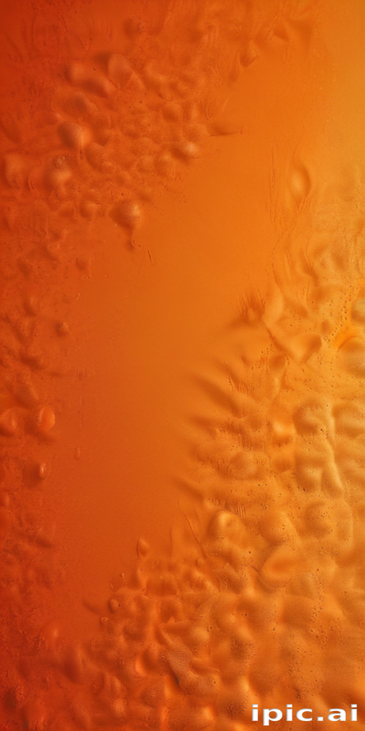 Abstract Texture of Orange Liquid with Bubbles and Surface Patterns