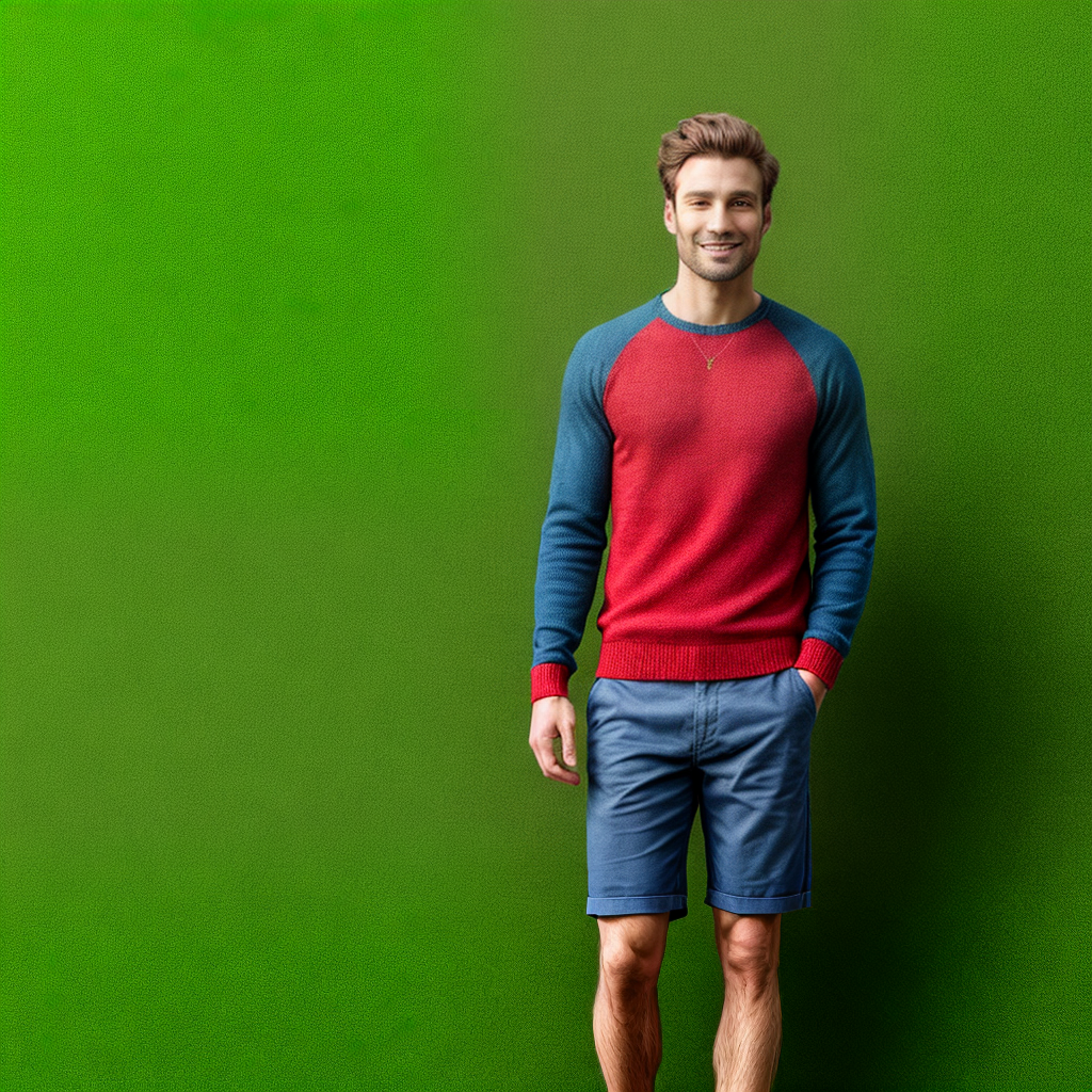 Beautiful man standing full body portrait behind green background