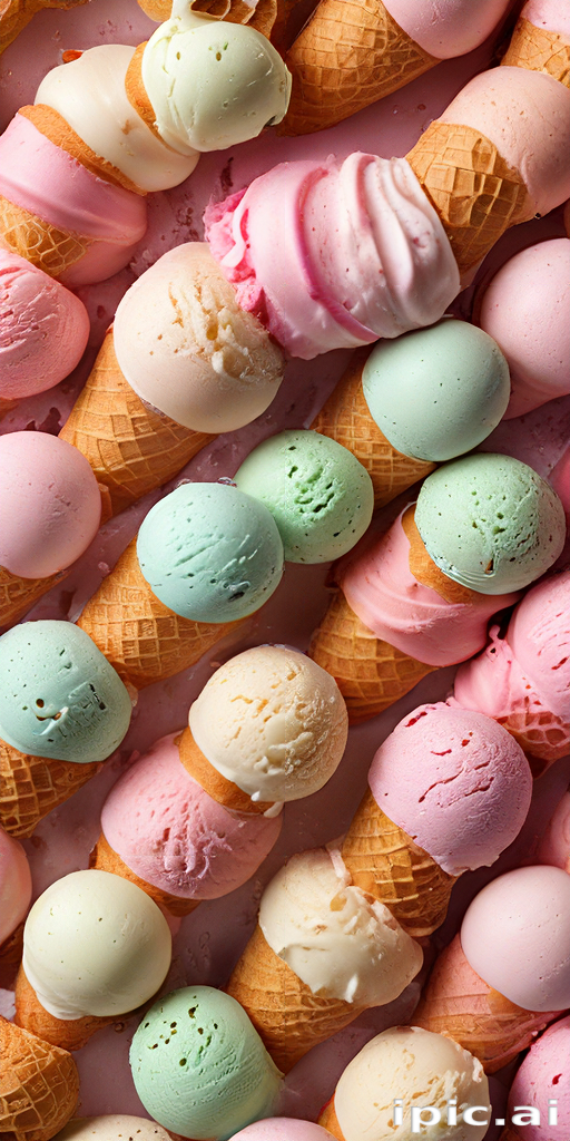 A Colorful Array of Delicious Ice Cream Cones in Various Flavors