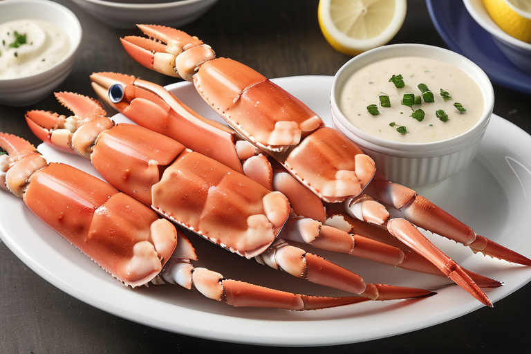Deliciously Cooked Crab Legs Served with Tangy Dipping Sauce and Lemon
