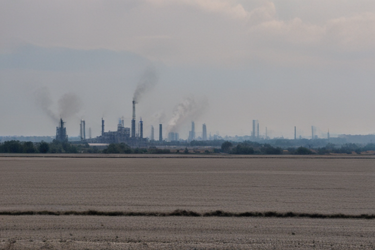 shape of industrial factory on the horizon
