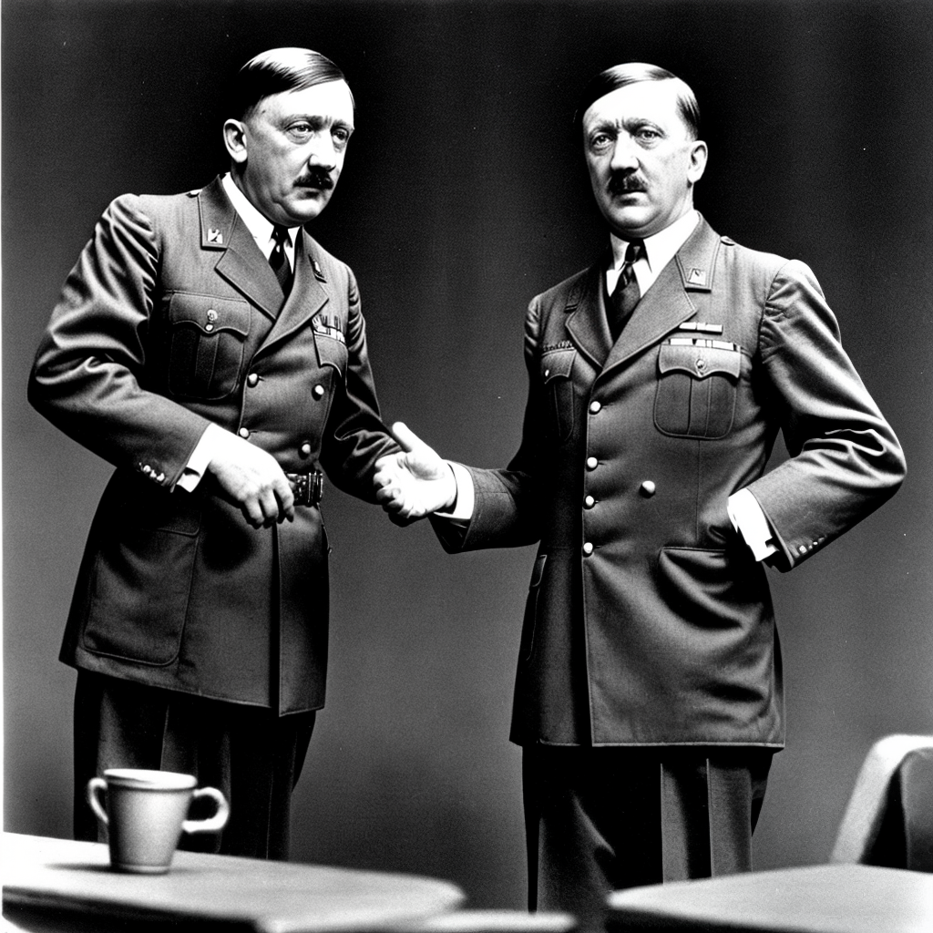 adolf hitler performing on stage at a comedy club