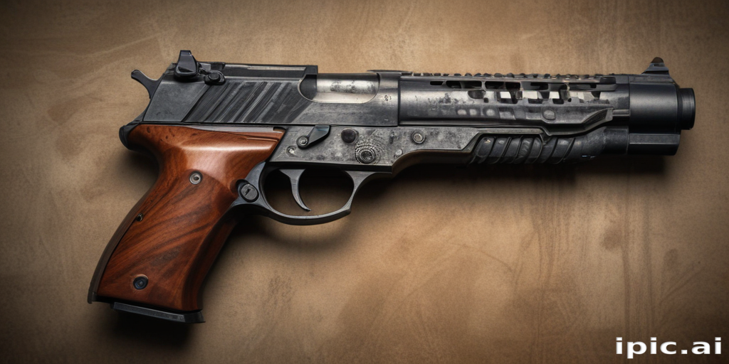 Detailed Close-Up of a Stylish Handgun with Unique Design Features