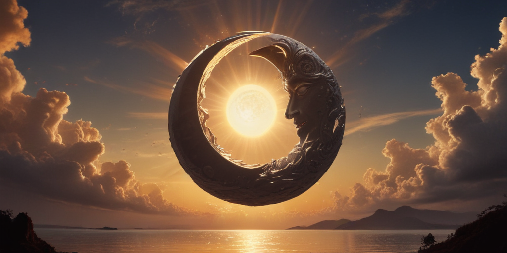 Celestial Harmony: The Majestic Dance of Sun and Moon in the Sky