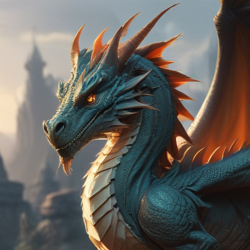 Majestic Dragon Soaring Over a Breathtaking Fantasy Landscape at Dusk