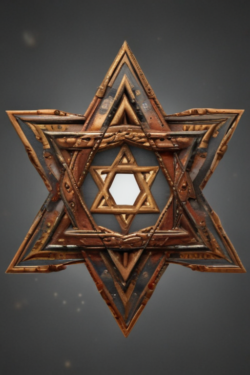 Intricate Star Design Crafted from Wood and Metal with Rich Textures