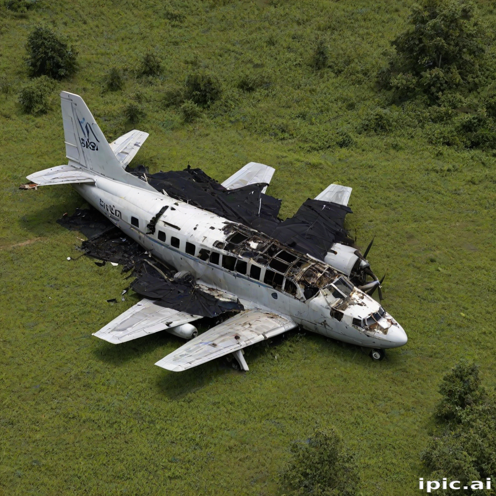 Abandoned Airplane Left to Decay in Lush Green Wilderness Landscape