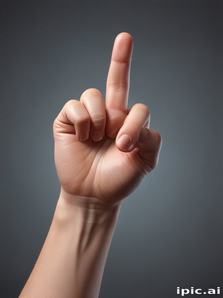 Hand Gesture Expressing Defiance with Extended Middle Finger Against ...