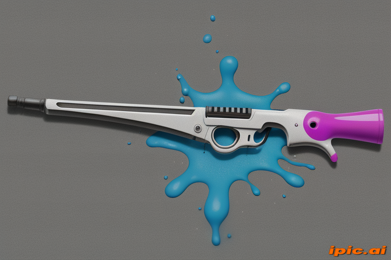 A Colorful Water Gun Design with a Splash of Blue Paint Background