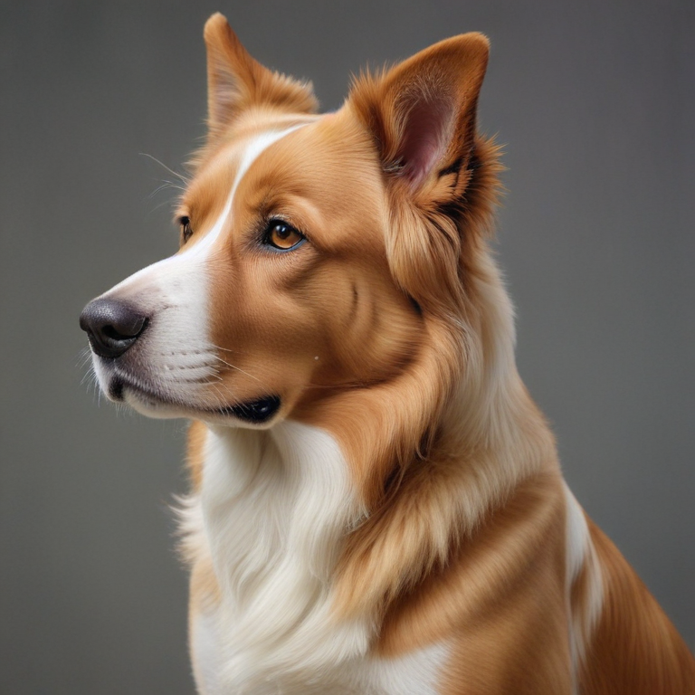 A Majestic Portrait of a Beautiful Dog with Fluffy Fur and Expressive Eyes