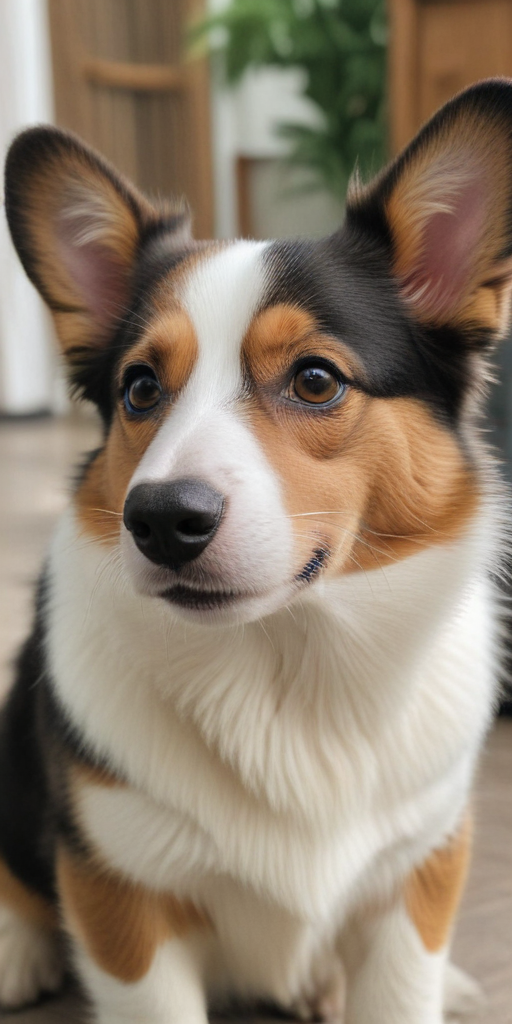 A Charming Corgi Posing Happily in a Bright Indoor Setting.