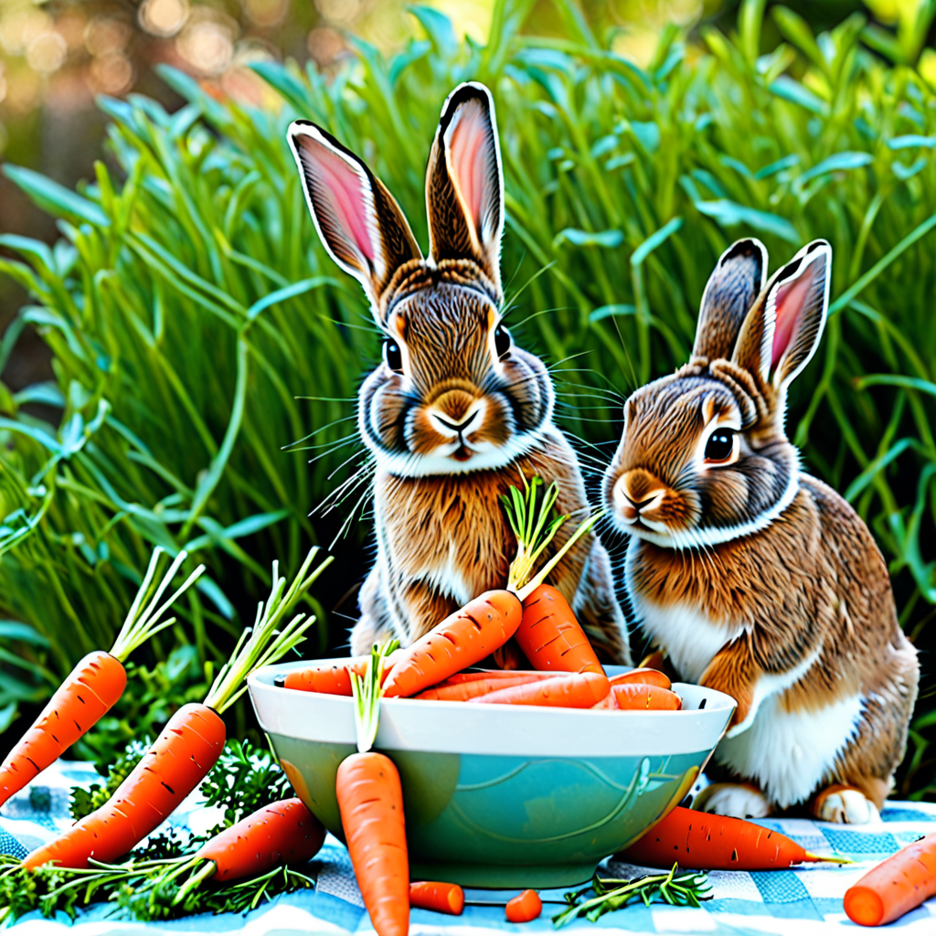 Bunnies, eating carrots, teatime