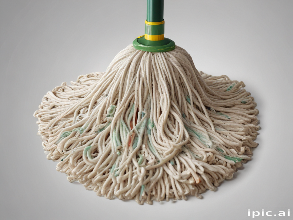 Close-Up View of a Traditional Mop with Twisted Cotton Threads